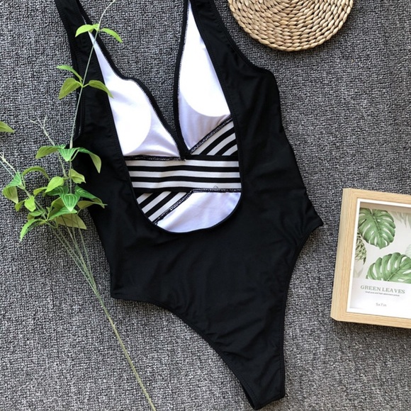 wander boutique | Swim | New Black Striped V Monokini Cheeky Swimsuit ...